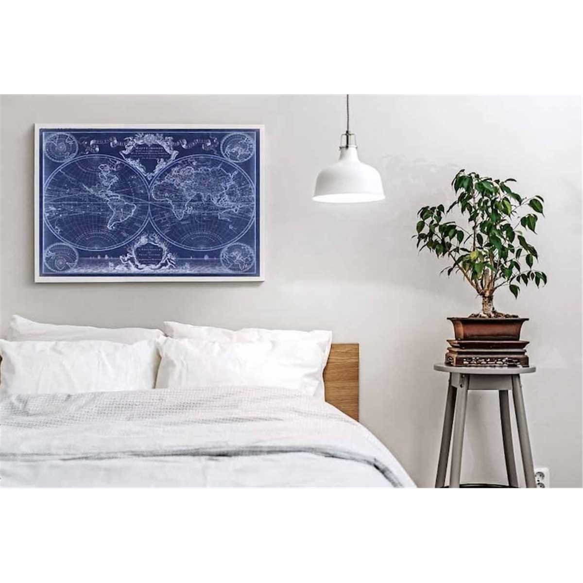 Blue world Map 1720 Old World Map, wall art, Historic Map An - Inspire ...