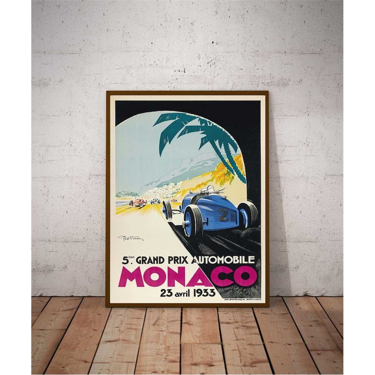Vintage race car poster 1933 Monaco Grand Prix Poster, Race | Inspire ...