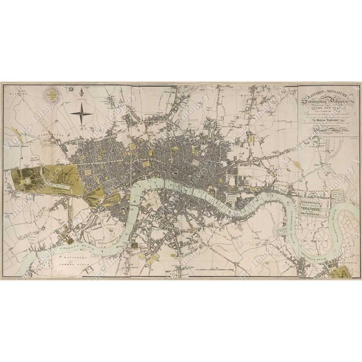 Vintage Historic London England 1807 Old Antique Style Map | Inspire Uplift