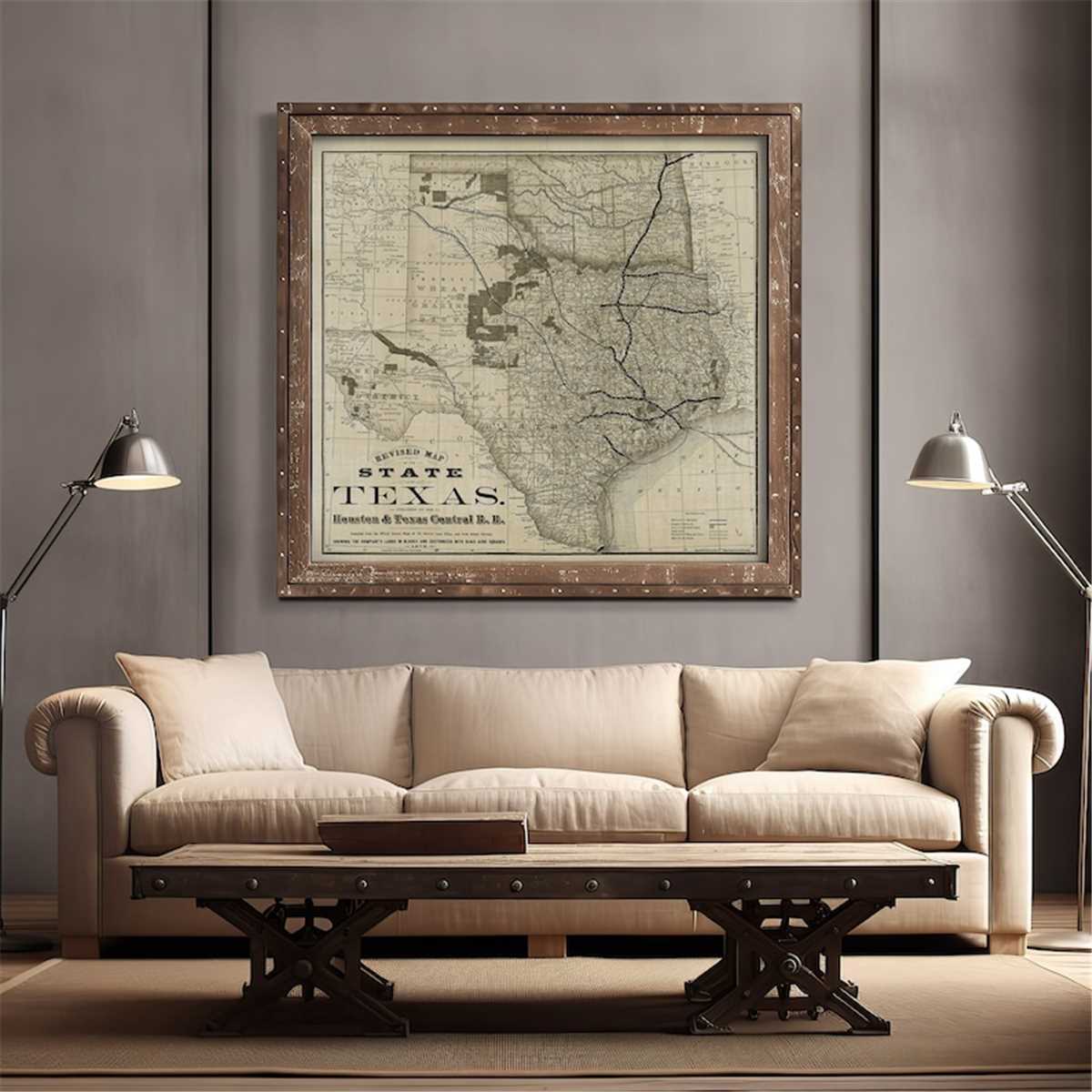 Old Map of Texas 1876 Vintage Historical Wall map Antique Ma | Inspire ...
