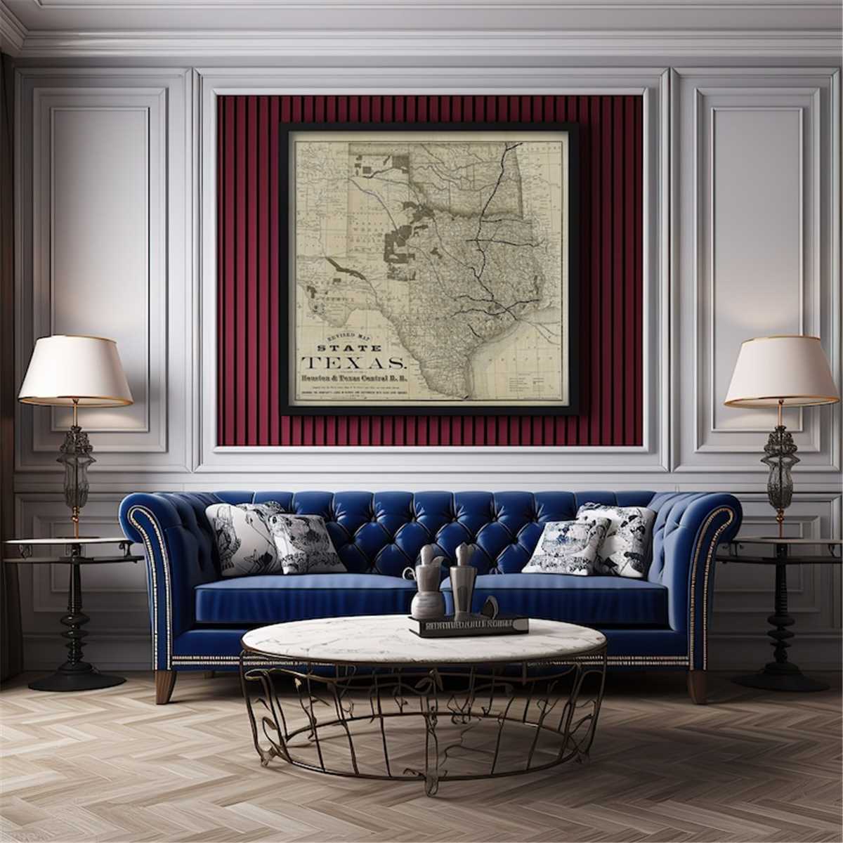 1876 Old Texas Map Vintage Historical Wall map Antique Resto | Inspire ...