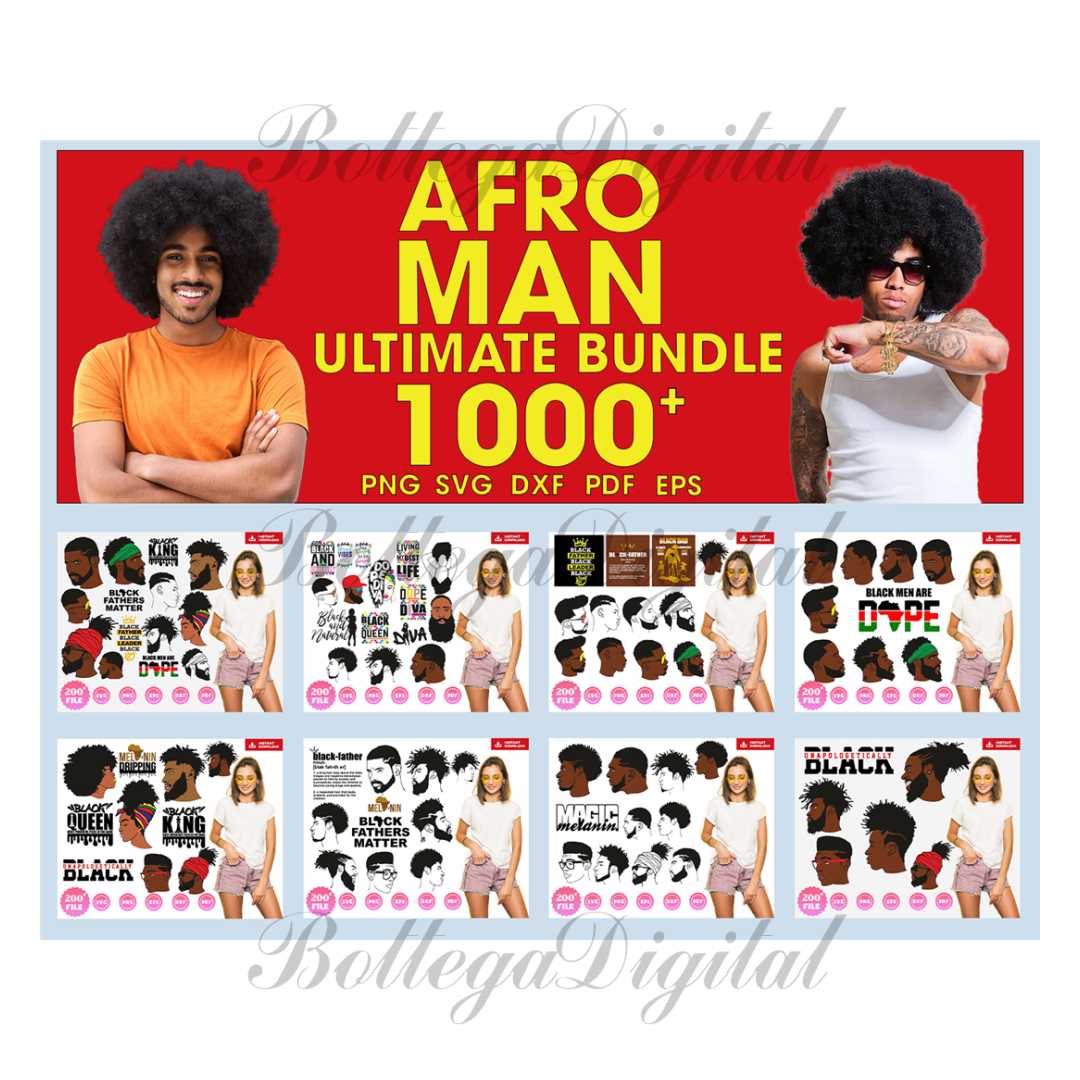 Ultimate Black Afro Man Svg Bundle 1000 Files, Giga Bundle s | Inspire ...