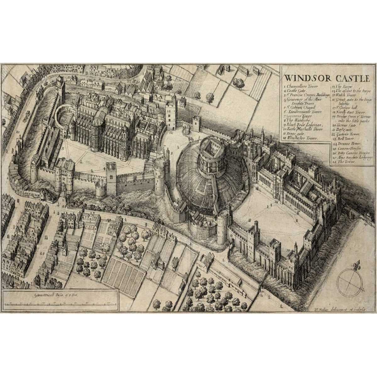 Windsor Castle map 1658 Historic bird's-eye of Windsor Castl | Inspire ...