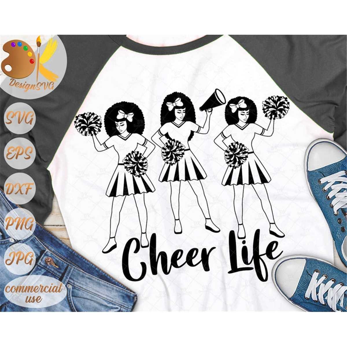 Cheer Life SVG | Black Cheerleader SVG | African American Gi - Inspire ...