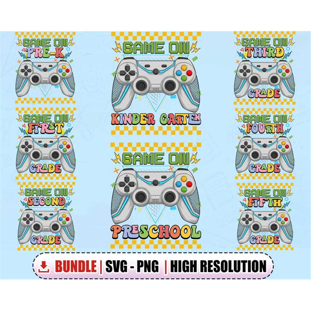 Game On School Grade Level Bundle PNG SVG, Back to School Ga - Inspire ...