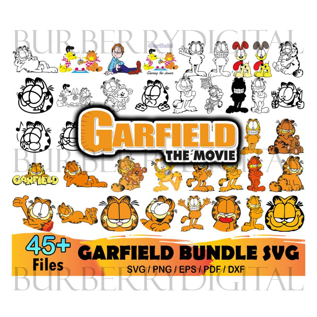 45 Garfield Bundle Svg, Cartoon Svg, Garfield Svg, Cat Svg | Inspire Uplift