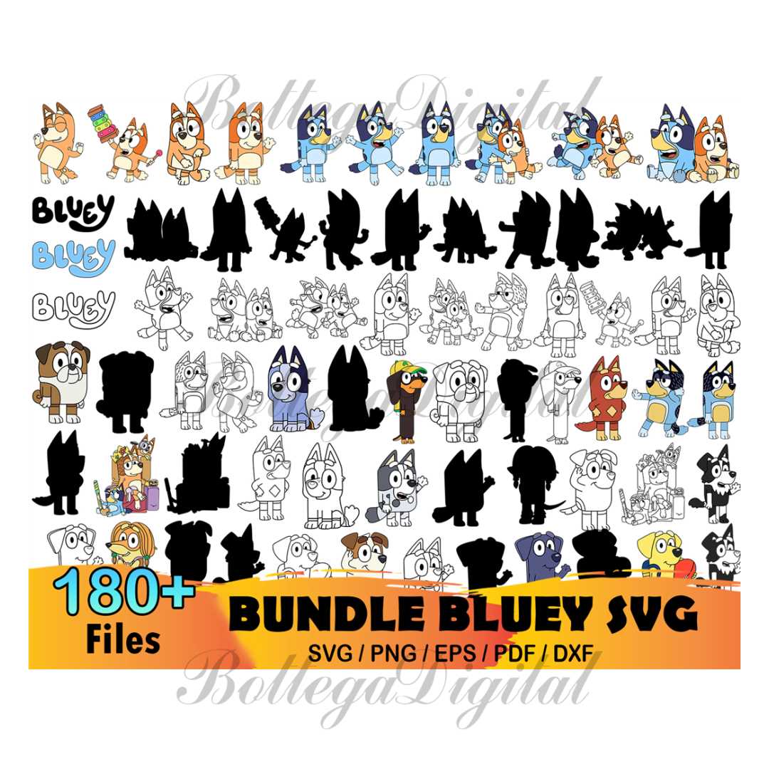 180 Bluey Bundle Svg, Cartoon Svg, Bluey Svg, Bluey Dad Svg | Inspire ...