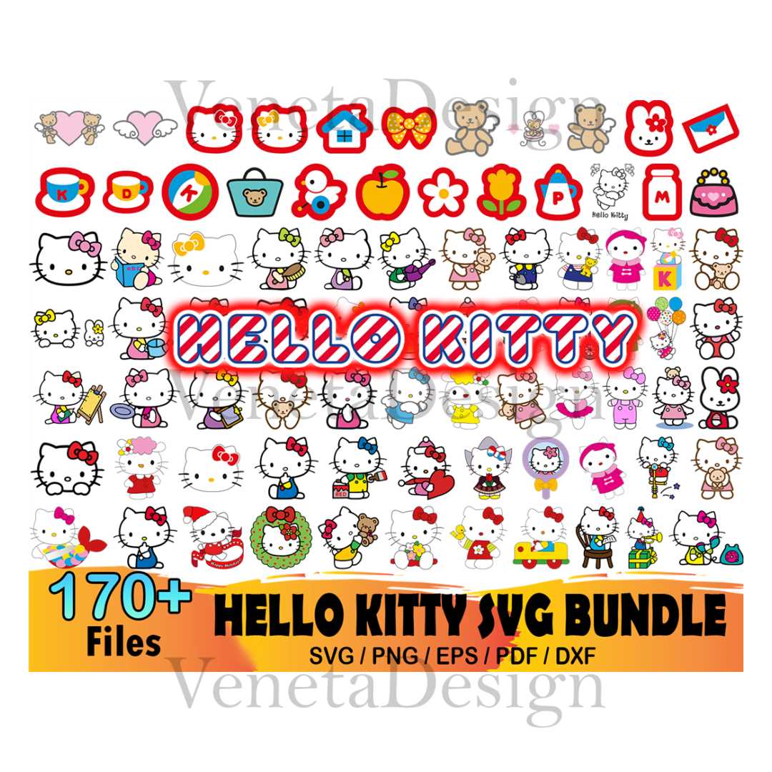 170 Hello Kitty Svg Bundle, Hello Kitty Svg, Cartoon Svg, Ca | Inspire ...