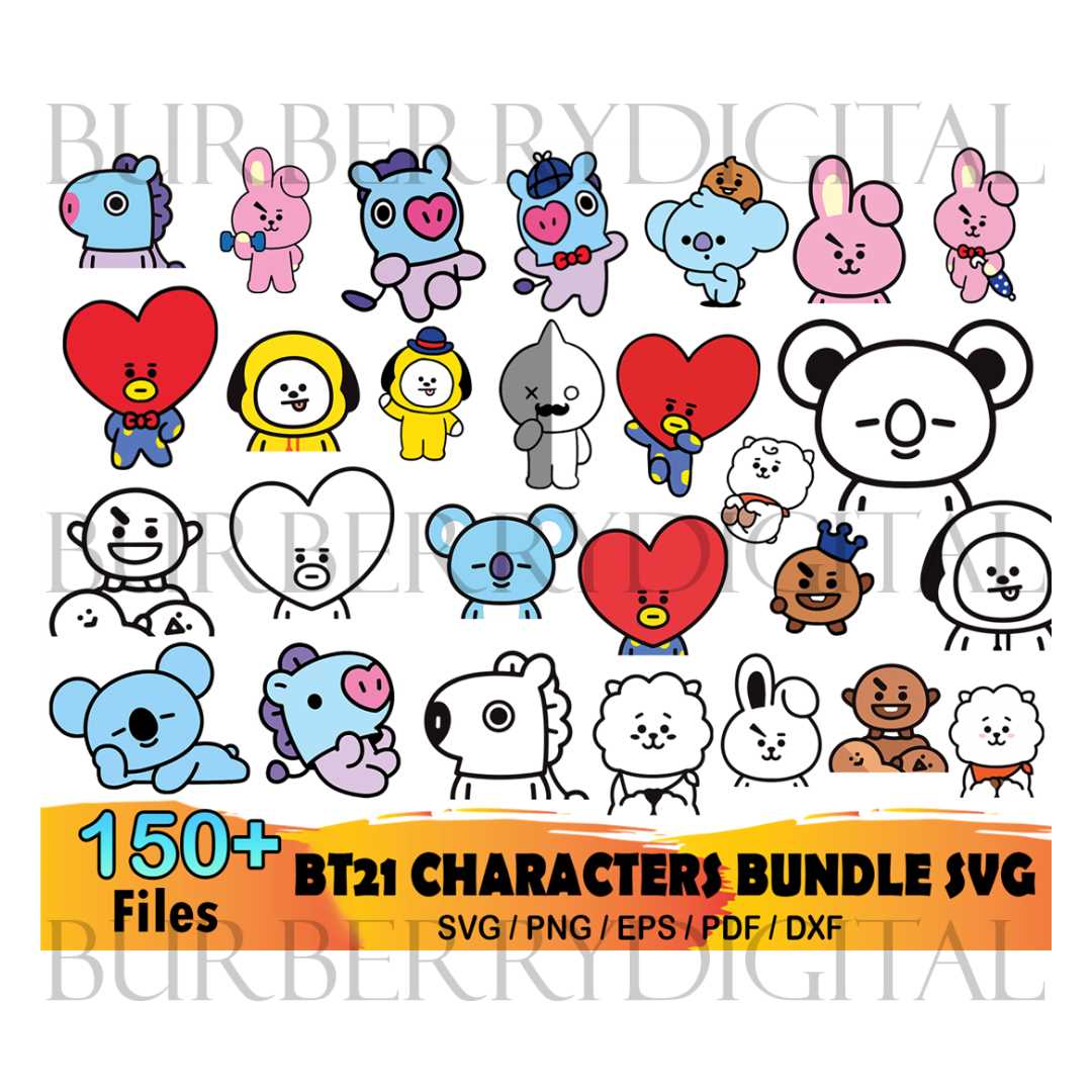 150 BT21 Characters Bundle Svg, BT21 Svg, BT21 Characters Sv | Inspire ...