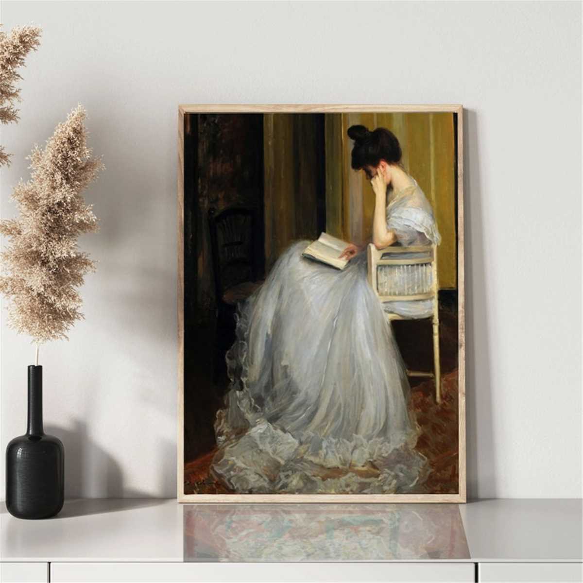 Antique Portrait Woman Reading Poster, Woman Reading Portrai | Inspire ...