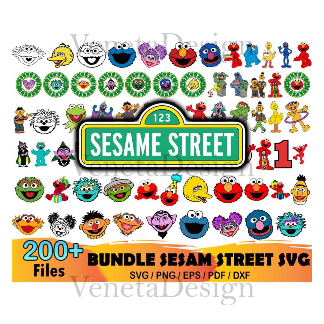 200 Sesame Street Bundle Svg, Muppets Vector, Puppet Svg - Inspire Uplift
