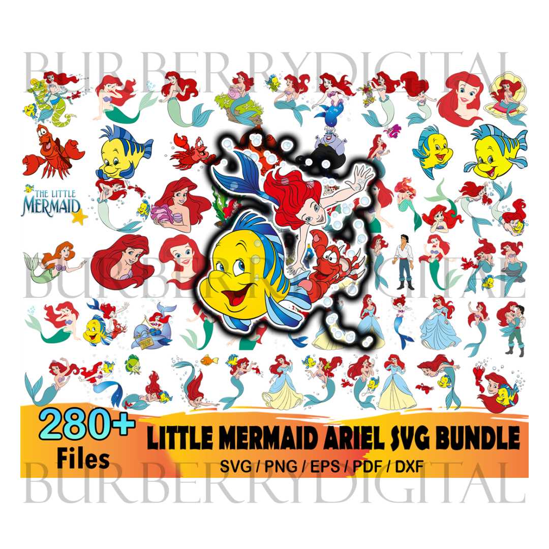 280 Little Mermaid Ariel Svg Bundle, Disney Svg, Ariel Svg - Inspire Uplift