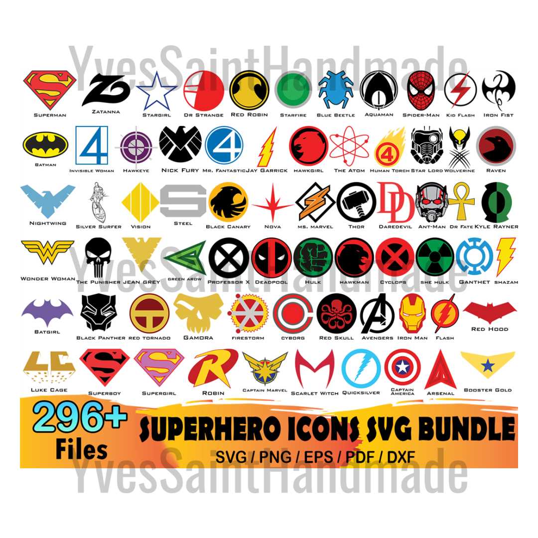 296 Superhero Icons Svg Bundle, Marvel Svg, Avengers Svg | Inspire Uplift