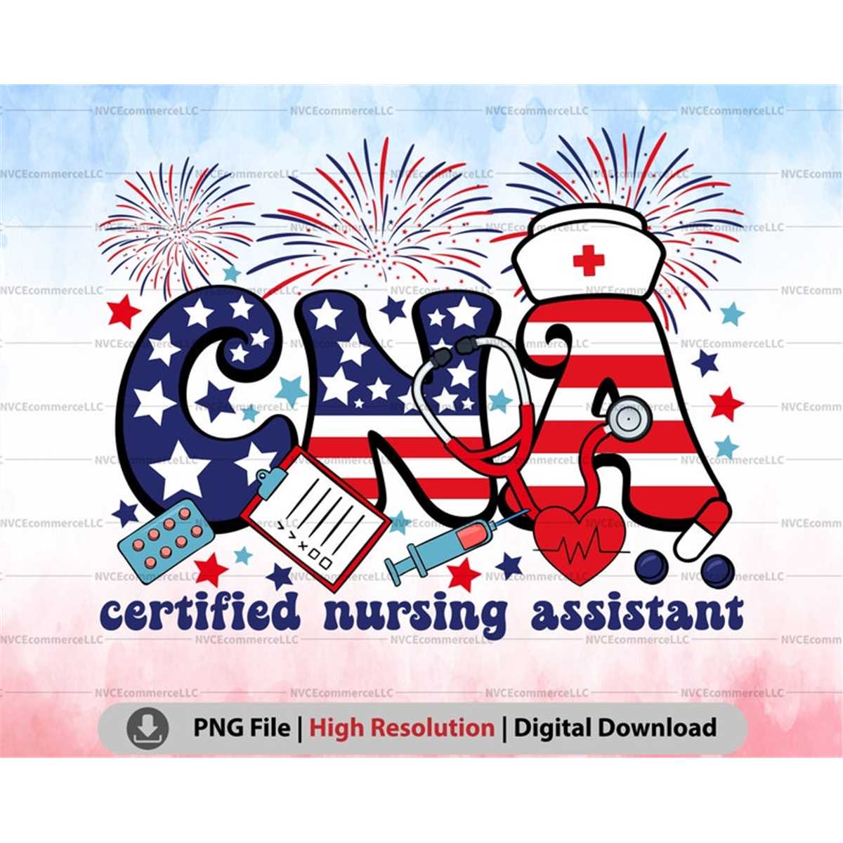 CNA 4th of July PNG, Certified Nursing Assistant PNG - Inspire Uplift