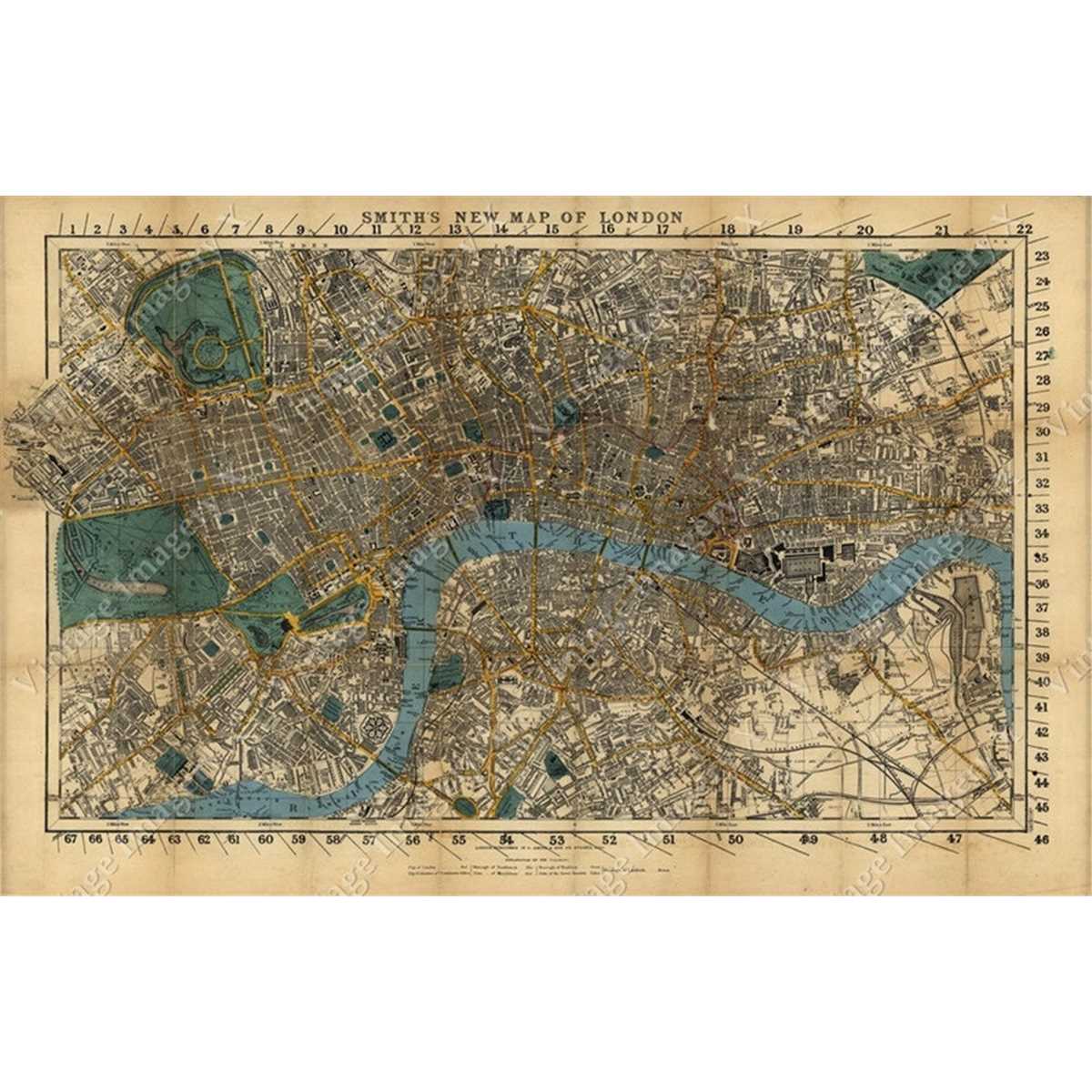 London Map Historic England 1860 Restoration Decor Style Old | Inspire ...