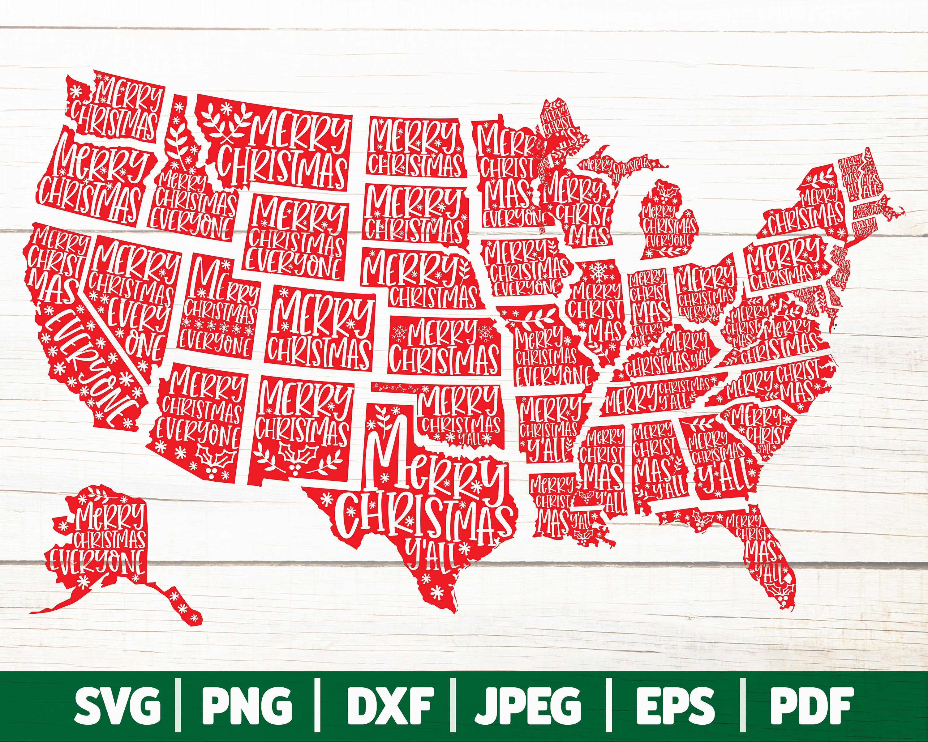 49 Merry Christmas States Bundle SVG, USA Christmas States S | Inspire ...