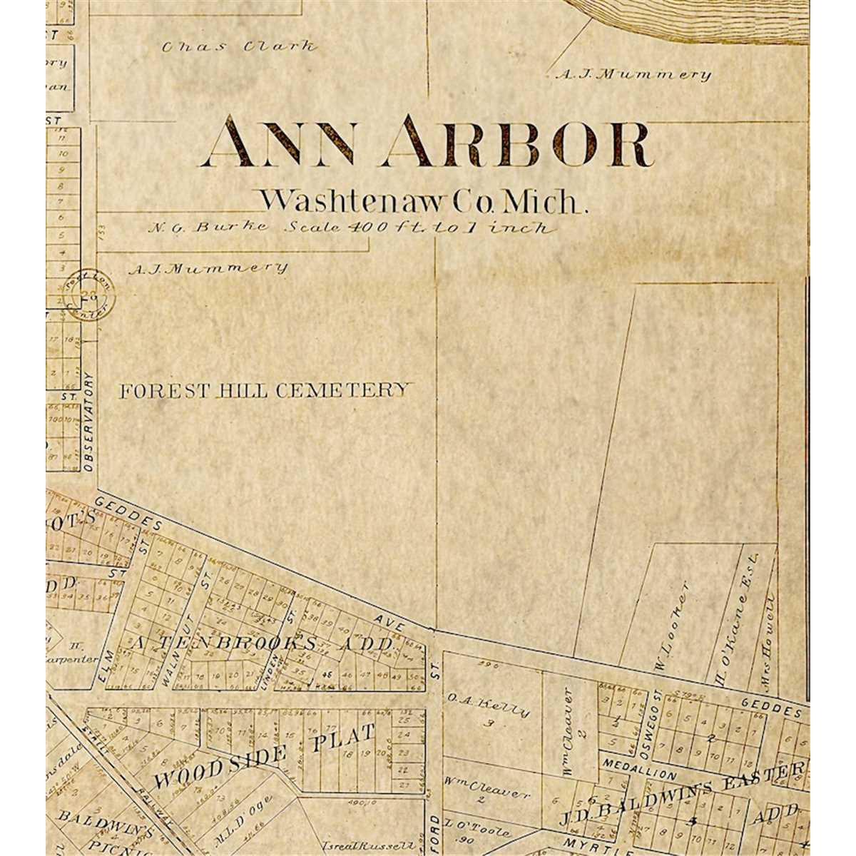 Old Ann Arbor Map Michigan Wall Map - Vintage 1895 Map of A | Inspire ...