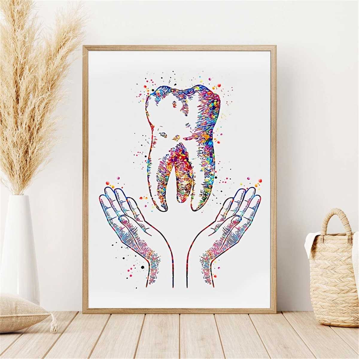 Dentist Hands Vertical Poster, Tooth Chart Watercolor Print, | Inspire ...