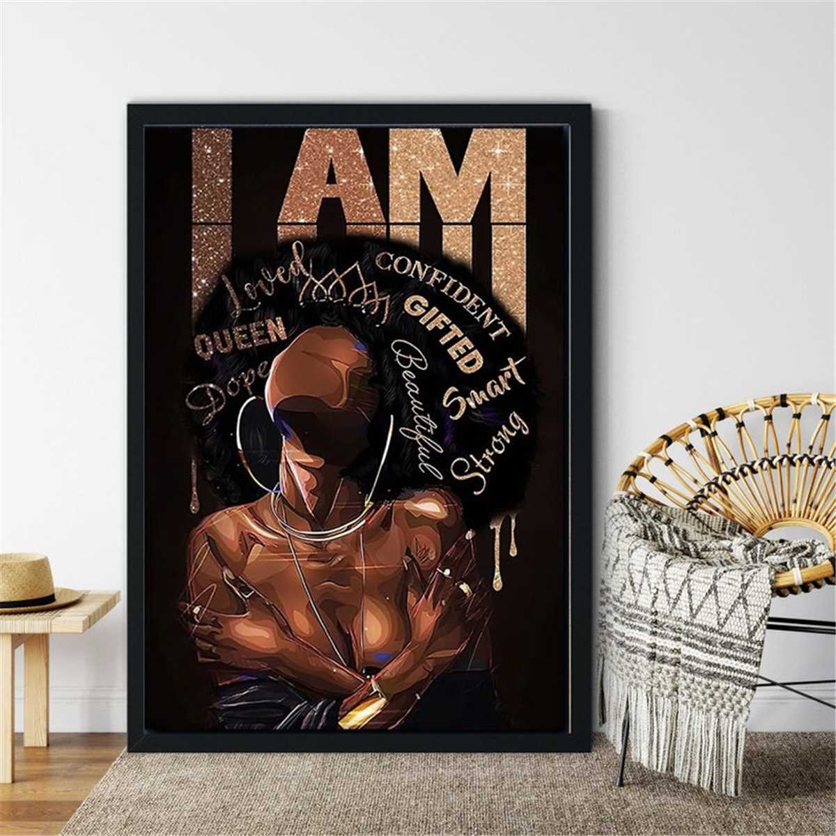 African American Posters, Power Black Woman Afro Wall Art, I - Inspire Uplift