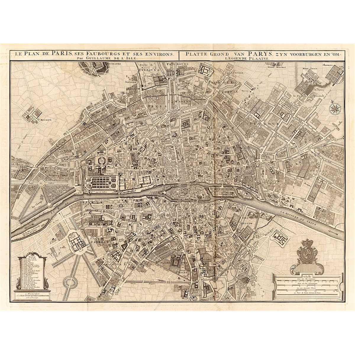 Vintage Map of Paris 1742 Old Map of Paris France Restoratio | Inspire ...