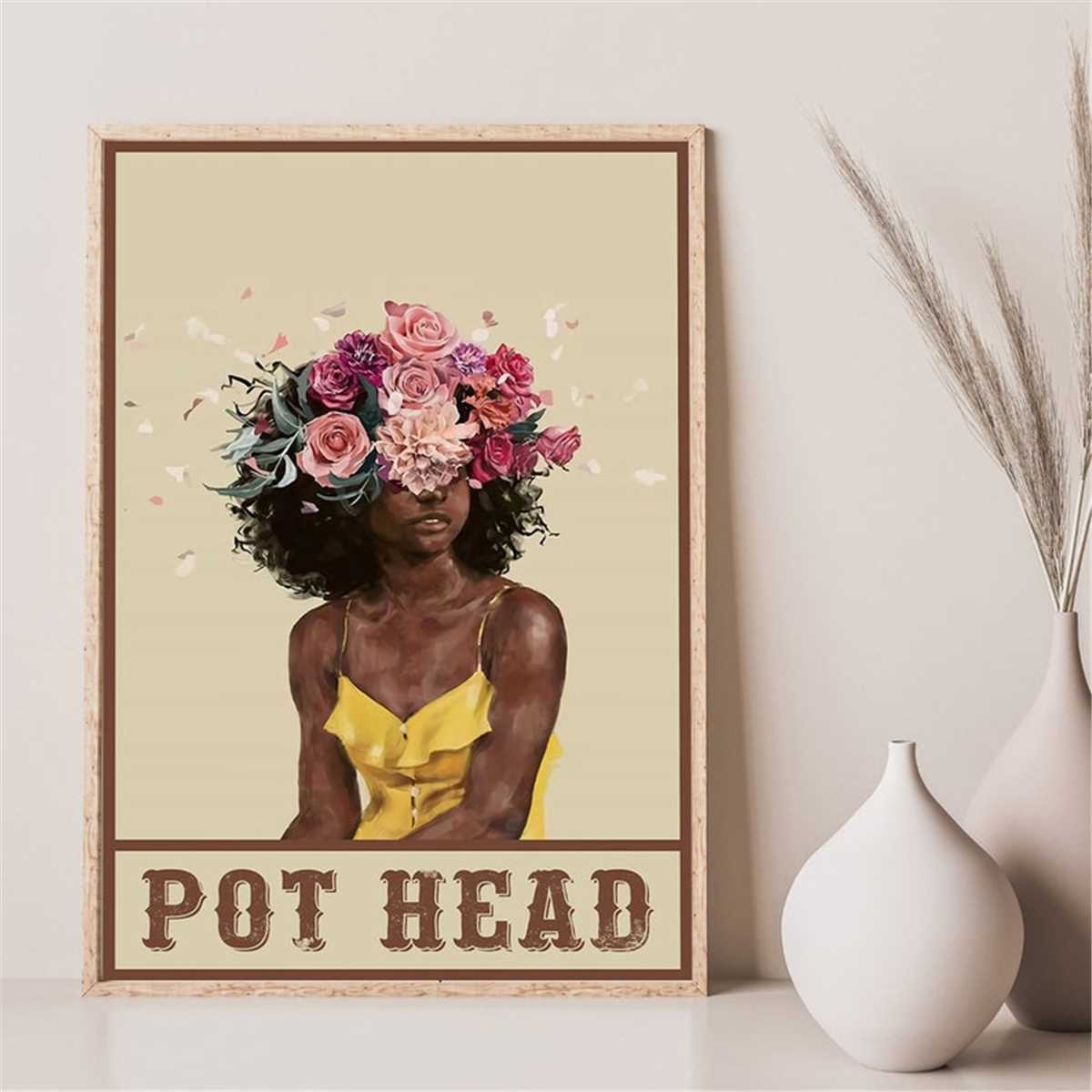 Pot Head Poster, Flower Head Black Girl Poster, Pot Head Gar - Inspire ...