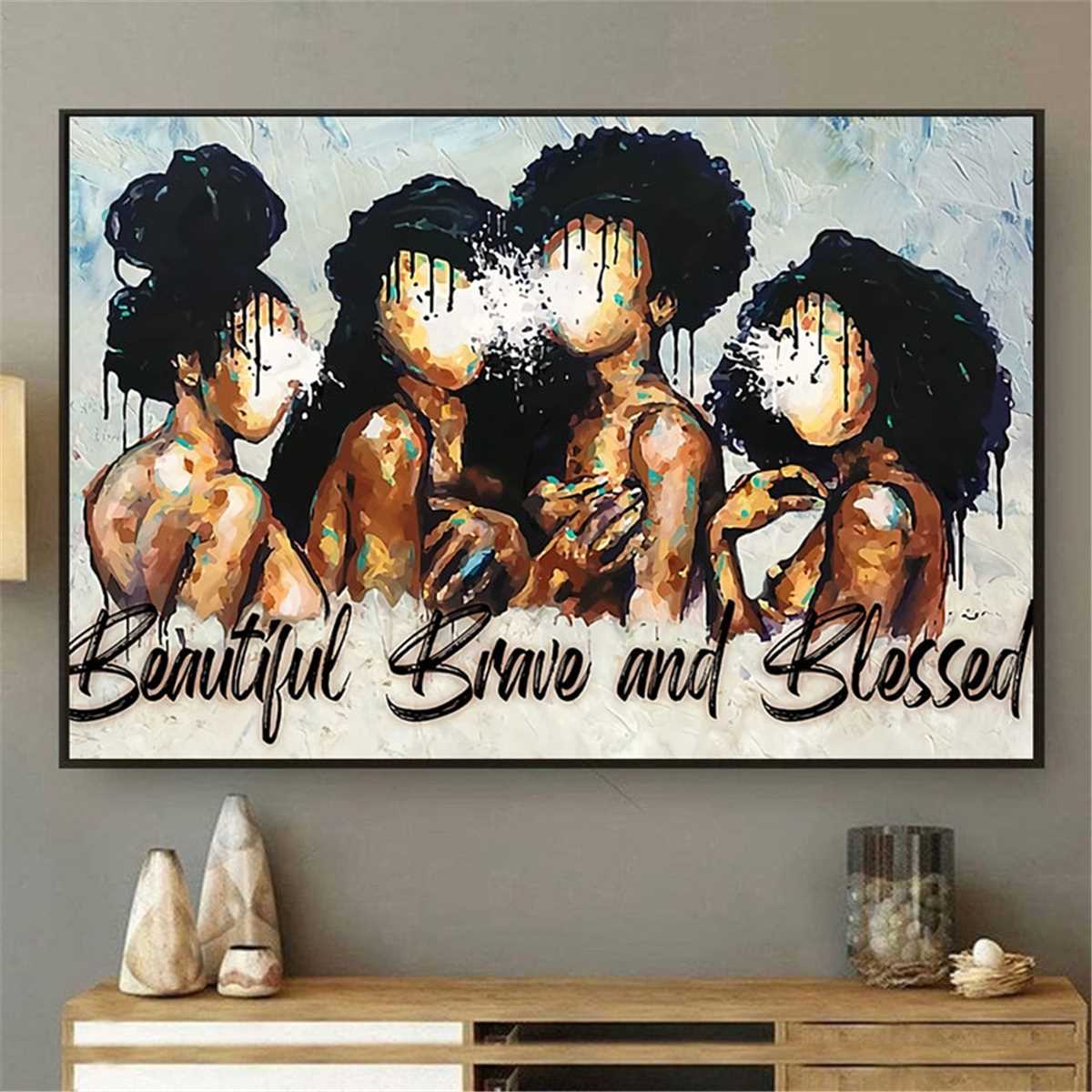 African Americans Afro Poster, Beautiful Brave & Blessed Pos | Inspire ...