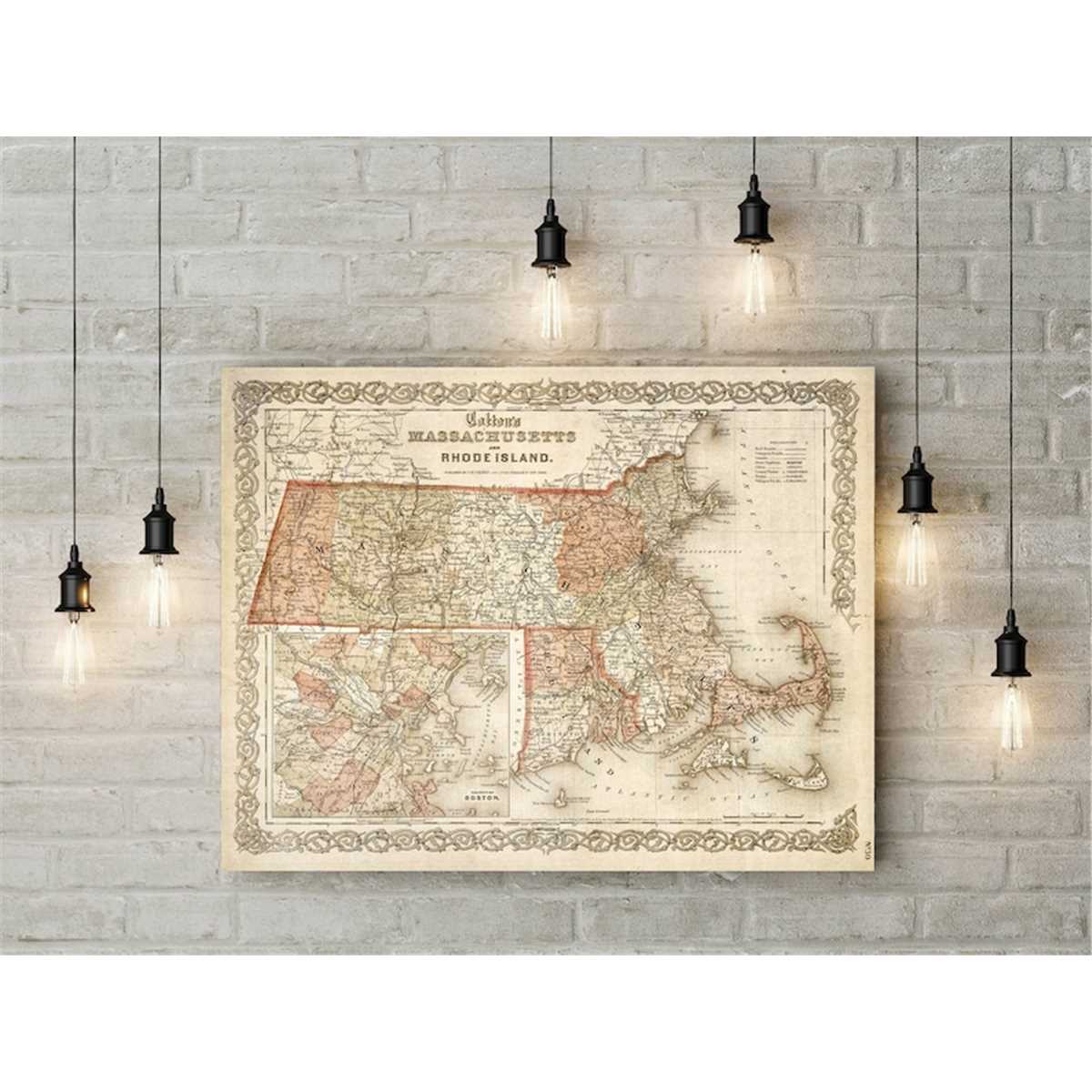 Map of Massachusetts 1865 Massachusetts Map Vintage Map Rest | Inspire ...