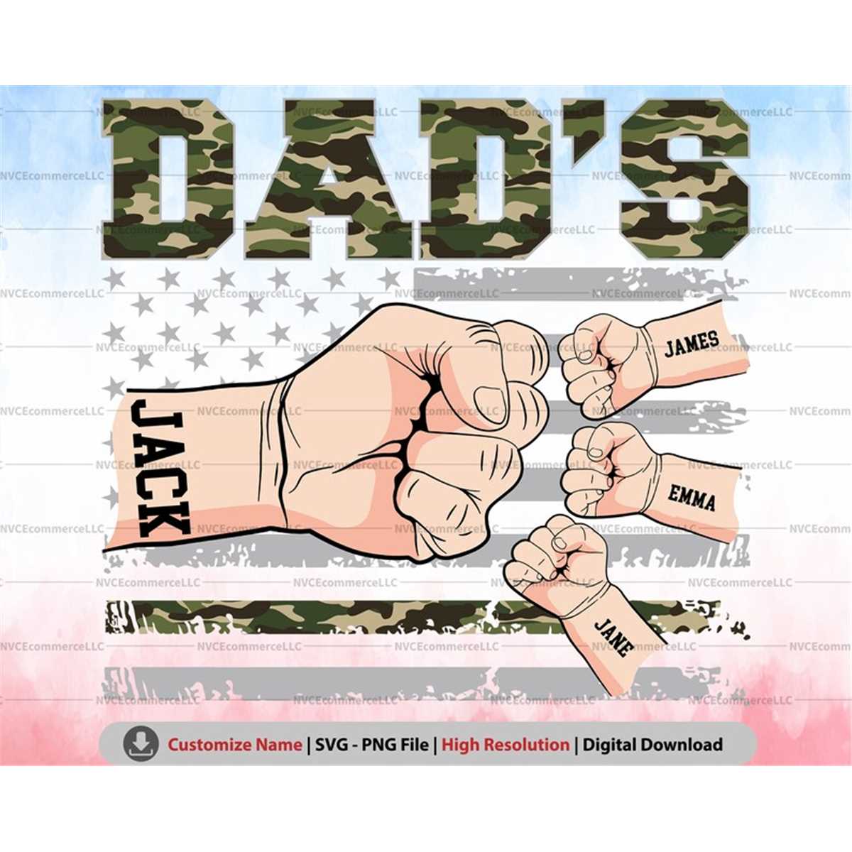 Personalized Dad Fist Bump USA Flag PNG SVG, Retro Fathers D | Inspire ...