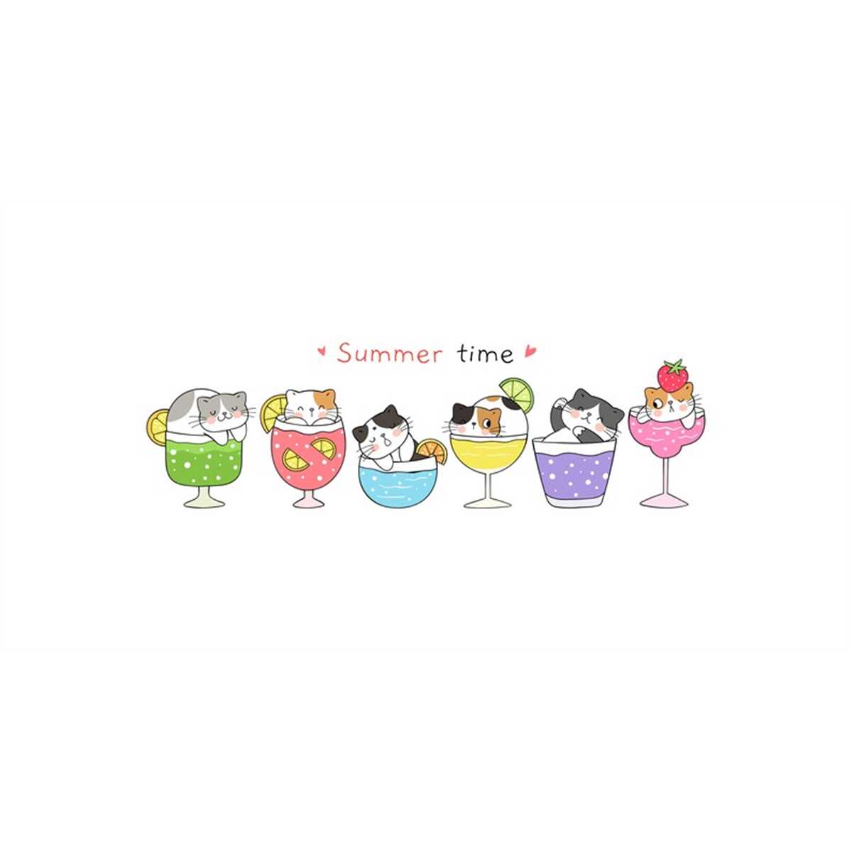 Funny Cats Coctails for Sunny Summer, Editable Layered Cut F | Inspire ...