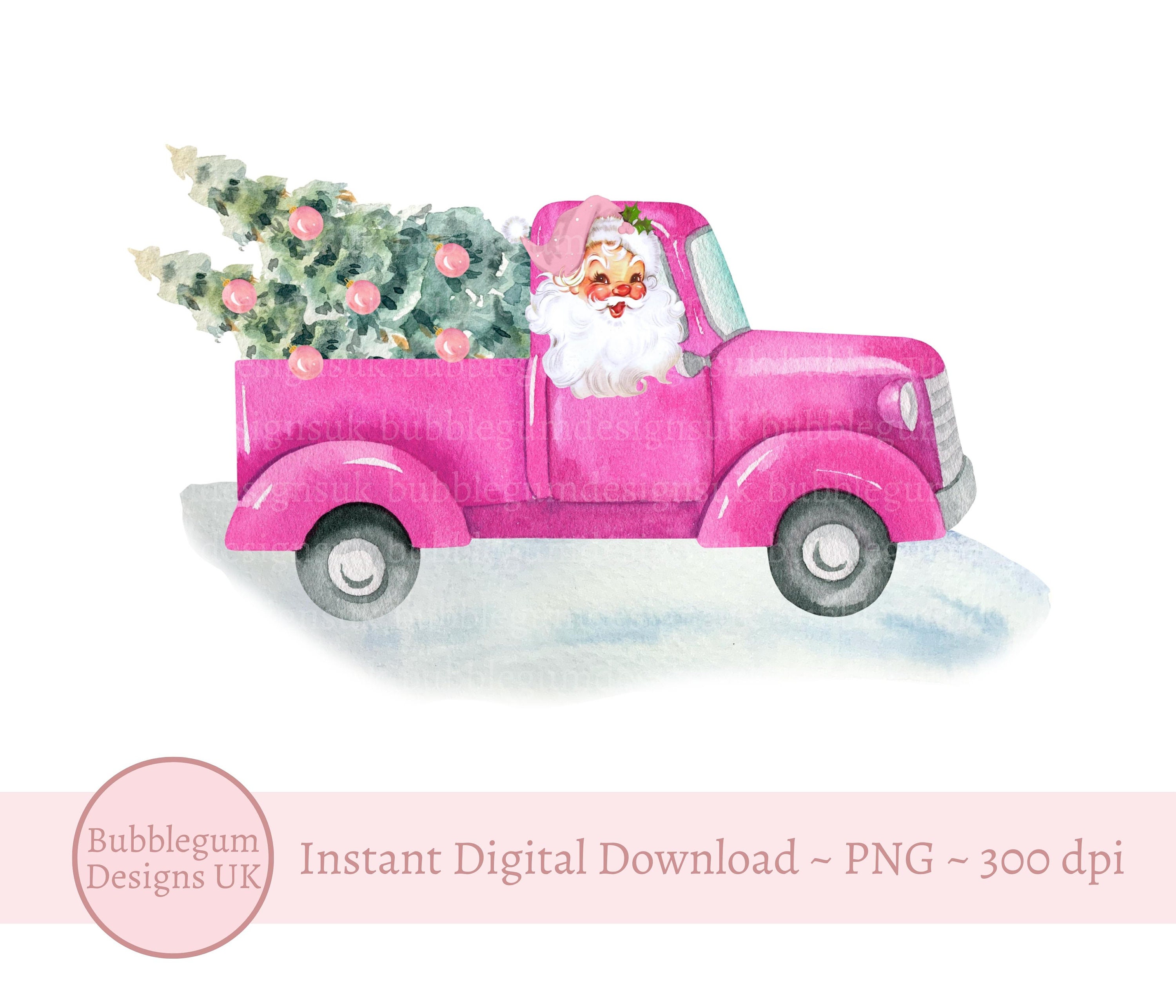 Pink Santa Christmas Tree Truck PNG, Christmas Clip Art, Vin | Inspire ...
