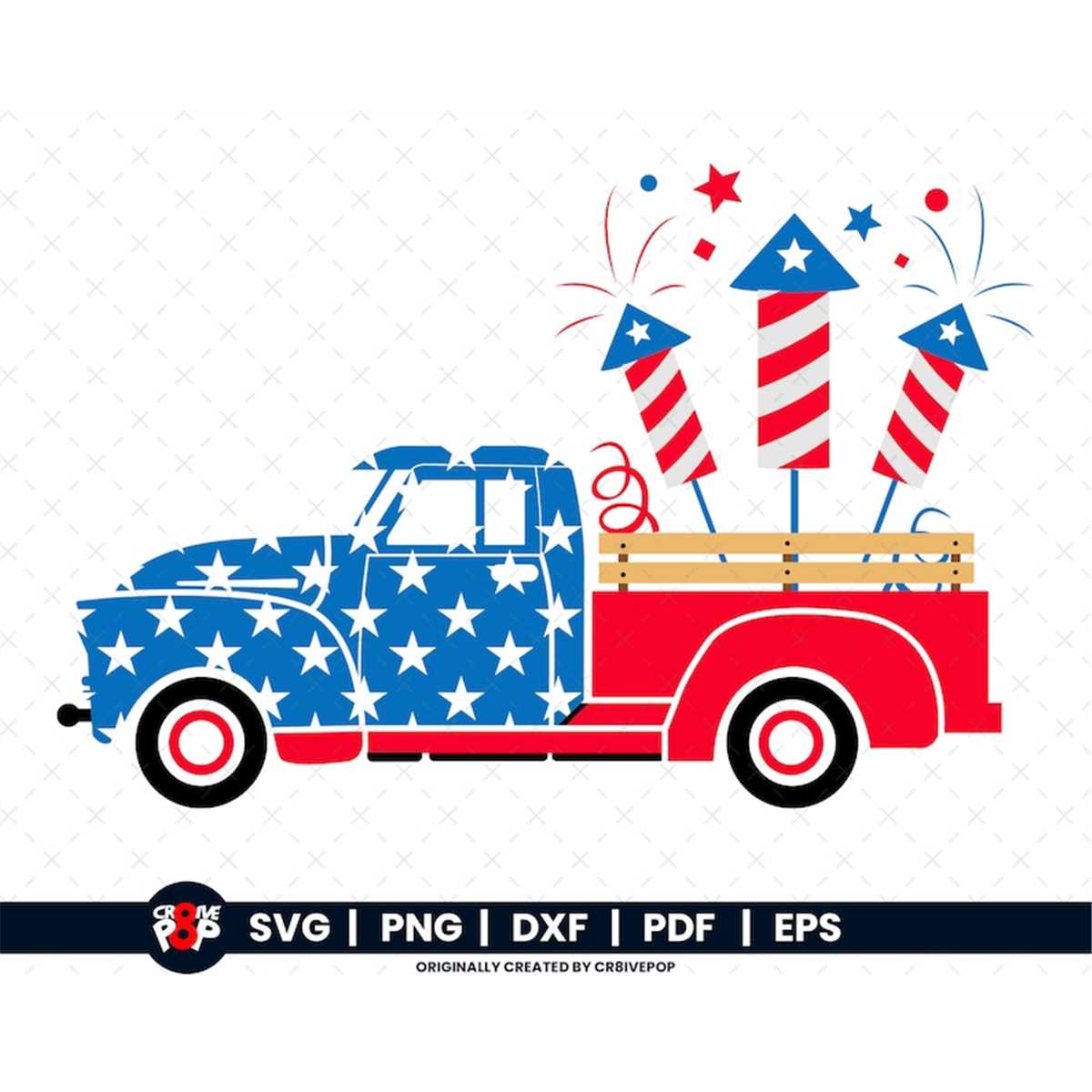 4th of July Firecrackers Vintage Truck SVG | PNG, DFX, eps, - Inspire ...