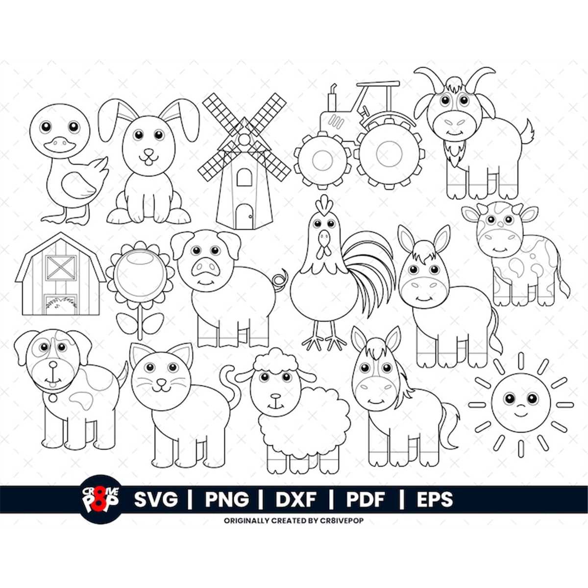 Farm Animals Digital Stamps SVG | PNG,DXF,pdf,eps, Cricut an - Inspire ...