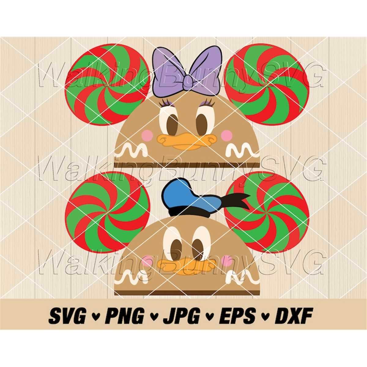 Donald And Daisy Gingerbread Cookie Svg Png, Layered Donald | Inspire ...