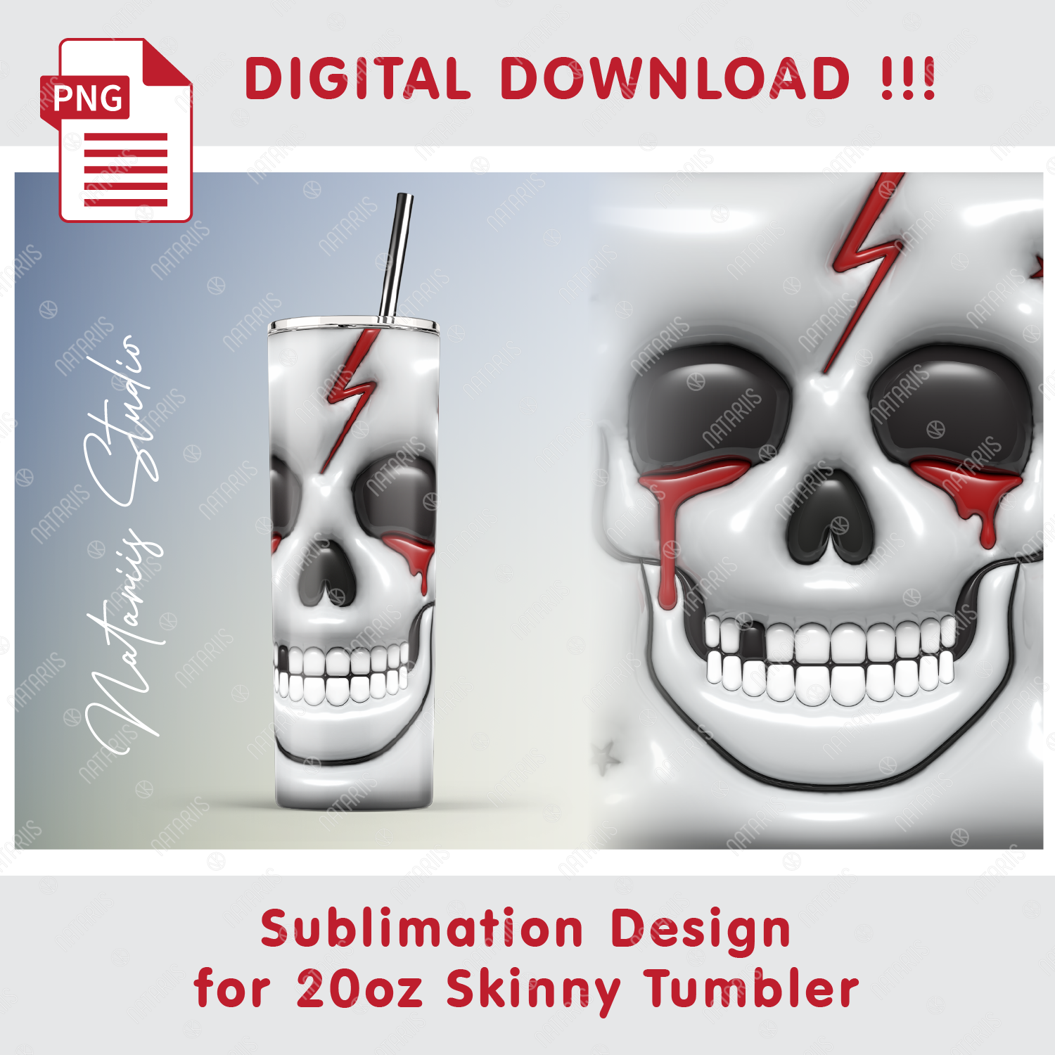 Cute 3D Inflated Puffy Halloween Skull Seamless Sublimation - Inspire ...