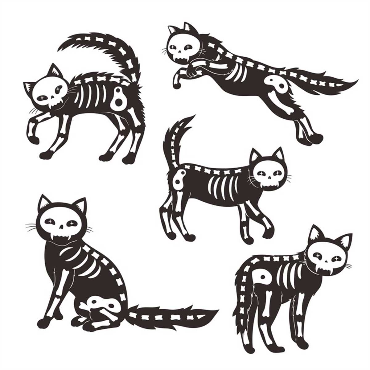 Skeleton Cats Bundle Editable Layered Cut Files SVG PNG JP - Inspire Uplift
