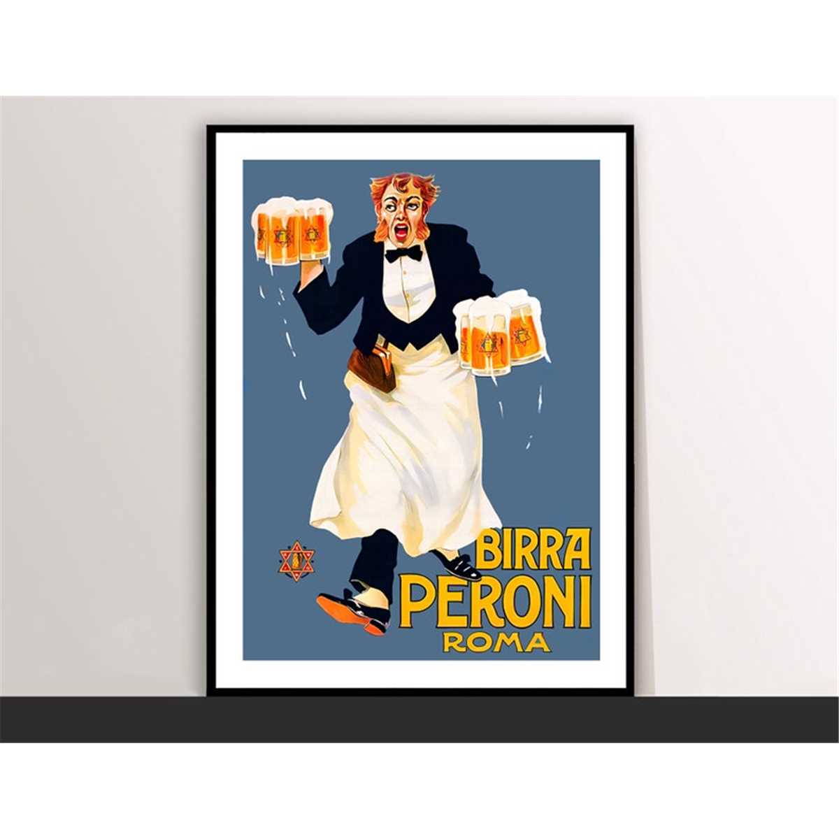Birra Peroni Roma Vintage Food&Drink Poster - Art Deco, Canv - Inspire ...
