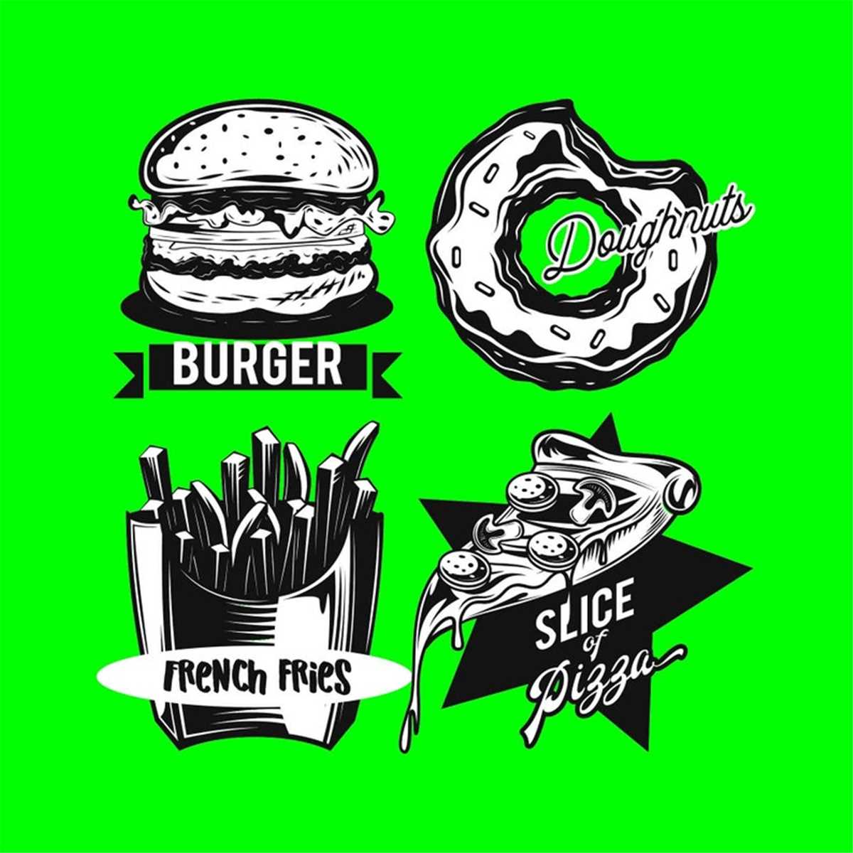 Fast Food Bundle, Burger, Doughnuts, French Fries, Slice of | Inspire ...