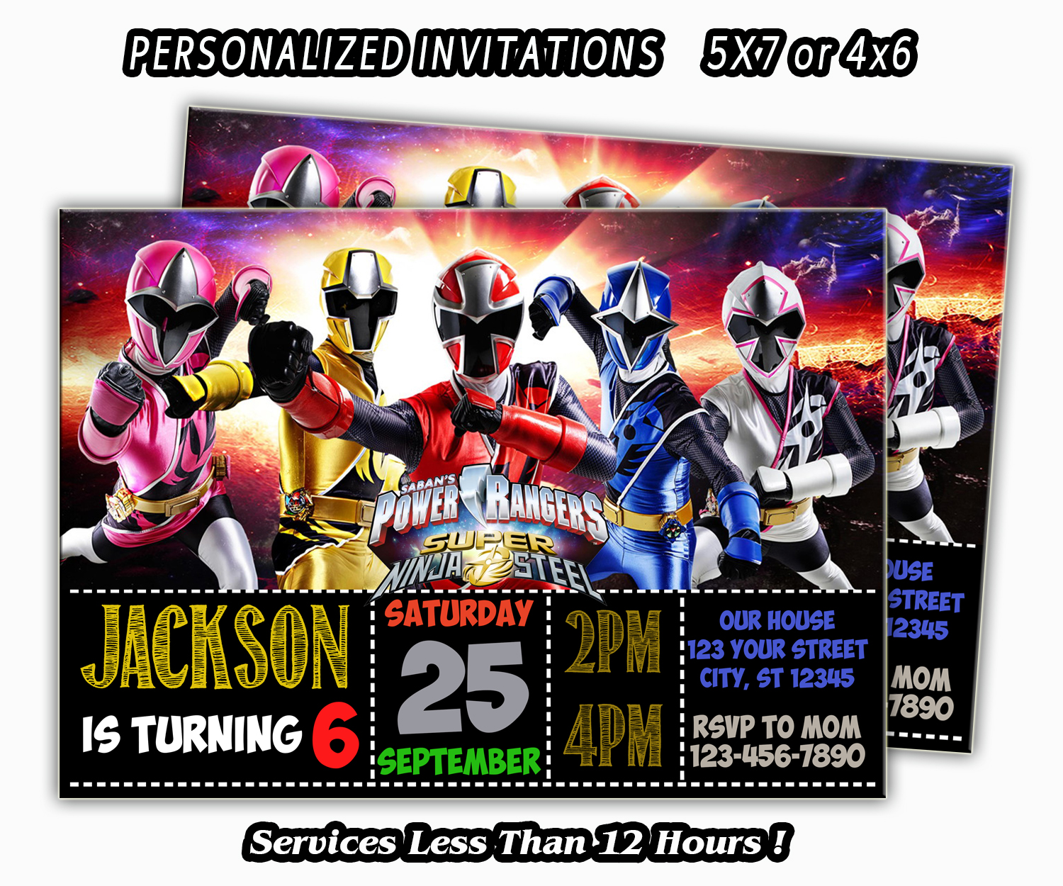Power Rangers Invitation, Personalized invitation | Inspire Uplift