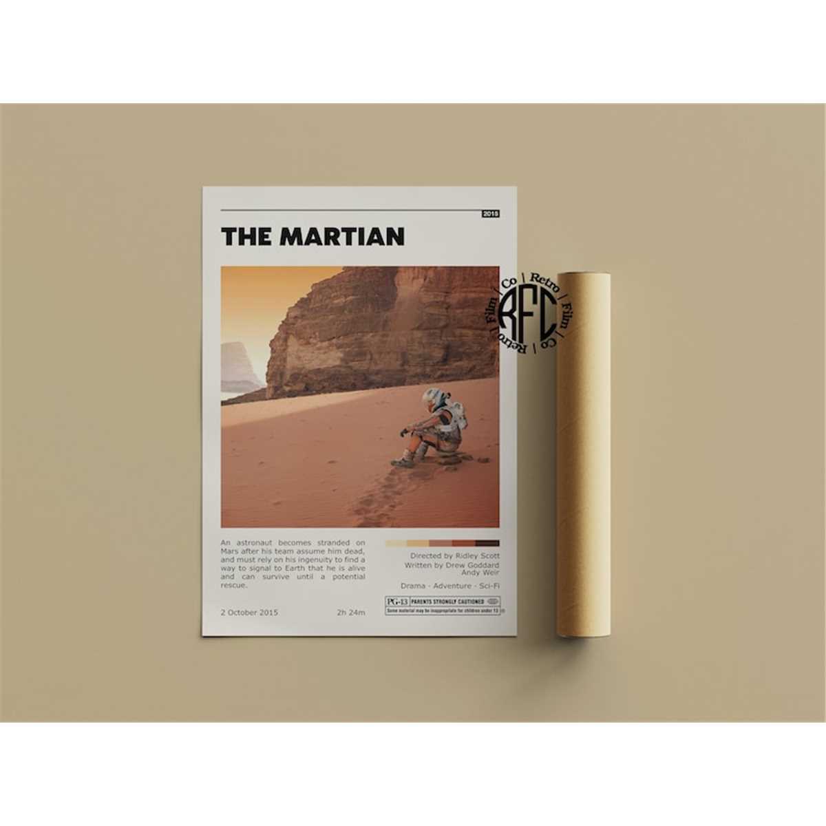 The Martian Retro Movie Poster Print | Minimalist Movie Post | Inspire ...