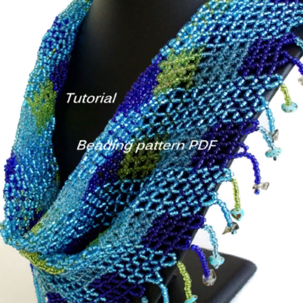 Beading pattern PDF. Checkered kerchief necklace. Tutorial b - Inspire ...