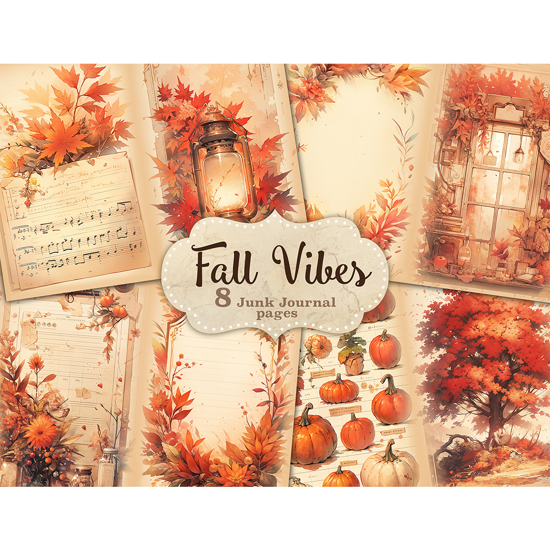 Fall Vibes Junk Journal Paper | Autumn Art Journal - Inspire Uplift