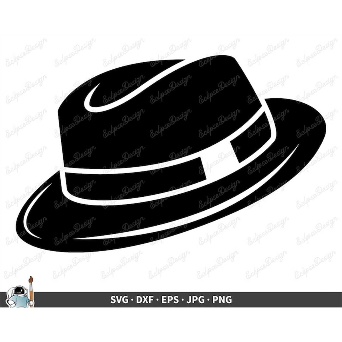 Gangster Hat Fedora SVG Clip Art Cut File Silhouette dxf ep - Inspire ...