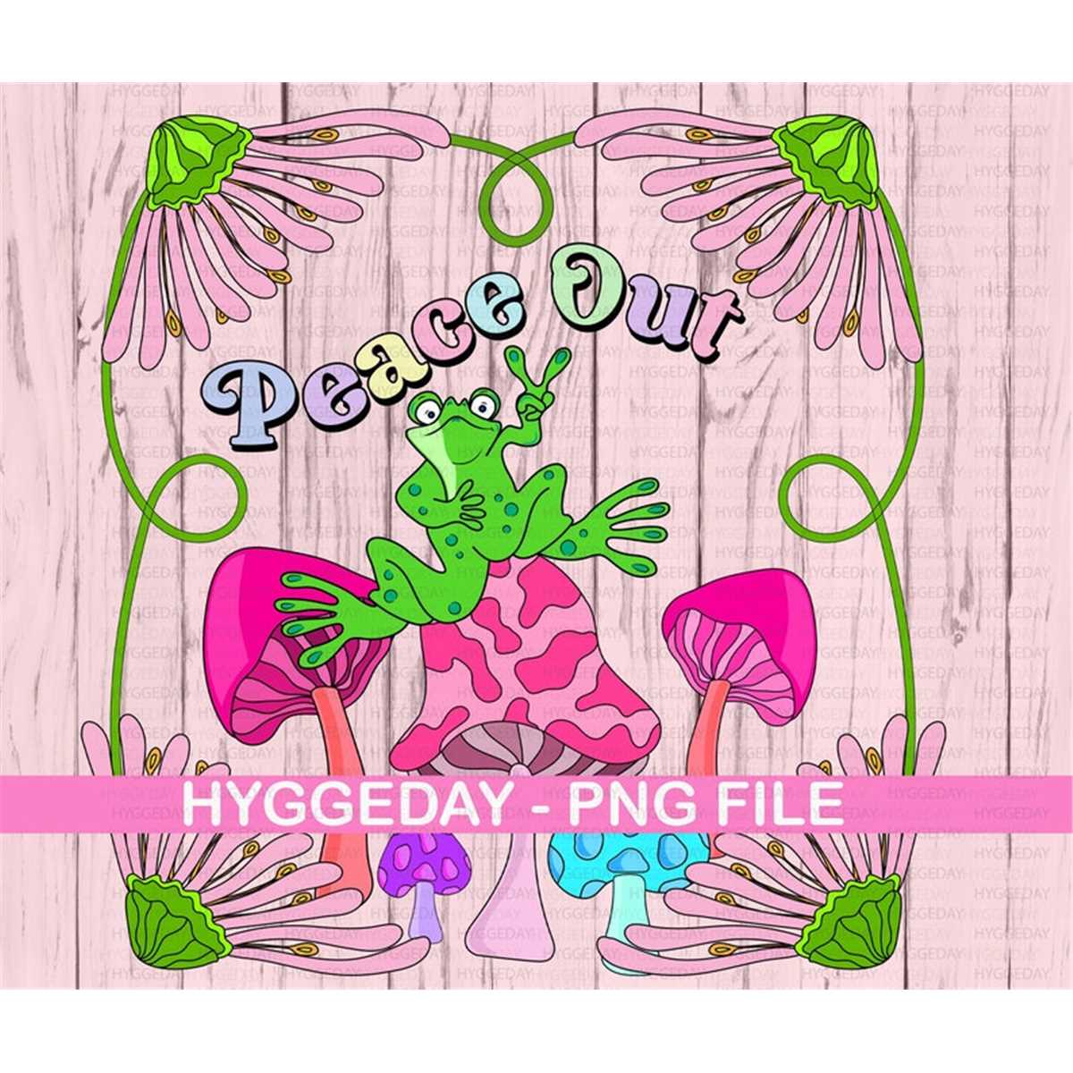 Peace Out Frog and Mushroom PNG, Digital Download, sublimate - Inspire ...