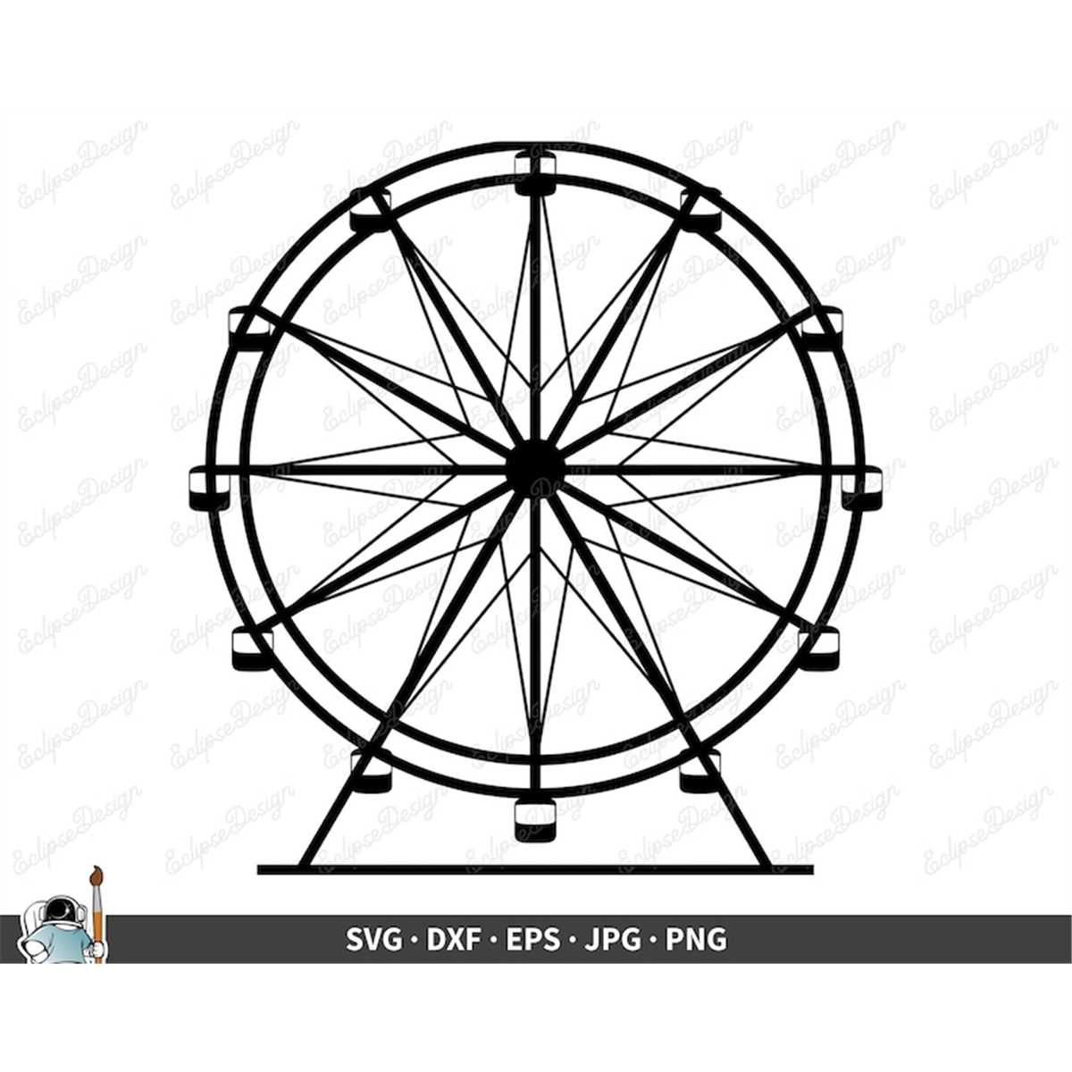 Ferris Wheel SVG Clip Art Cut File Silhouette dxf eps png j - Inspire ...
