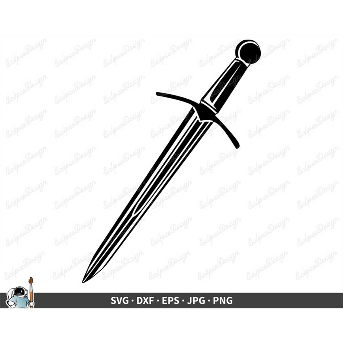 Dagger and Sword SVG Clip Art Cut File Silhouette dxf eps p - Inspire ...
