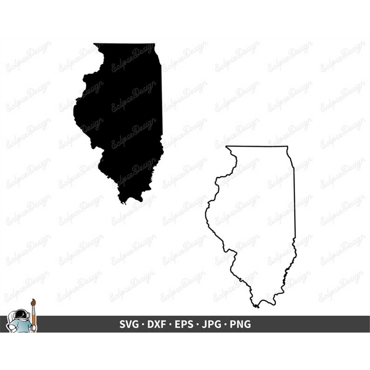 Illinois SVG State Clip Art Cut File Silhouette dxf eps png | Inspire ...