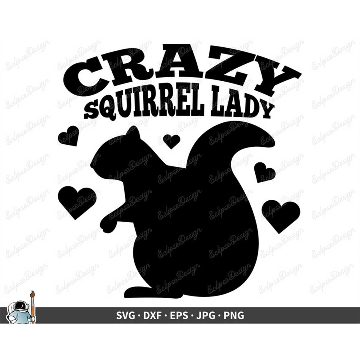 Crazy Squirrel Lady SVG Clip Art Cut File Silhouette dxf ep - Inspire ...