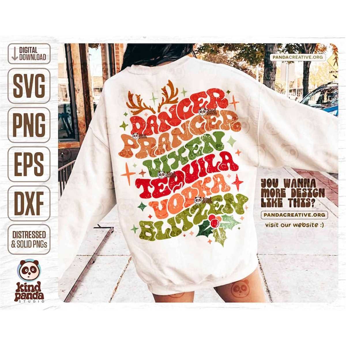 Reindeer & Alcohol Names, Groovy Christmas PNG SVG, Dancer P | Inspire ...