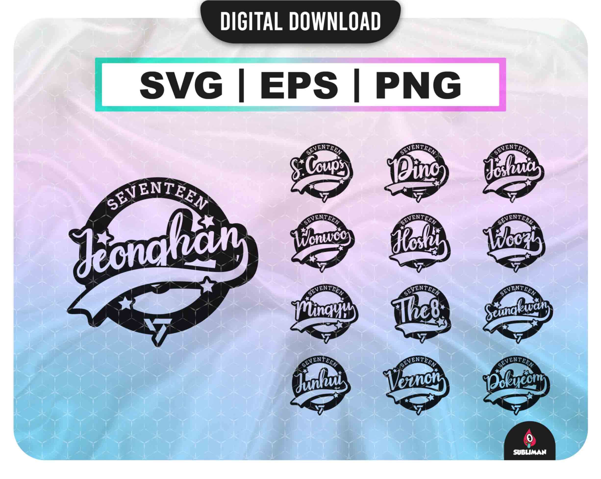 Seventeen members SVG , seventeen kpop PNG , Seventeen Ligh | Inspire ...