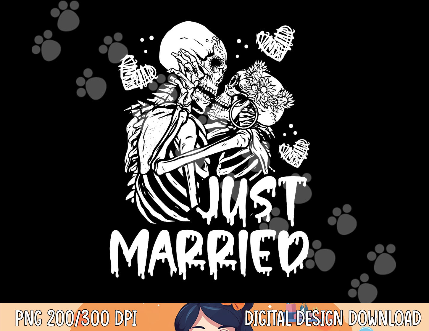 Just Married Halloween Skeleton Bride And Groom Wedding png, | Inspire ...